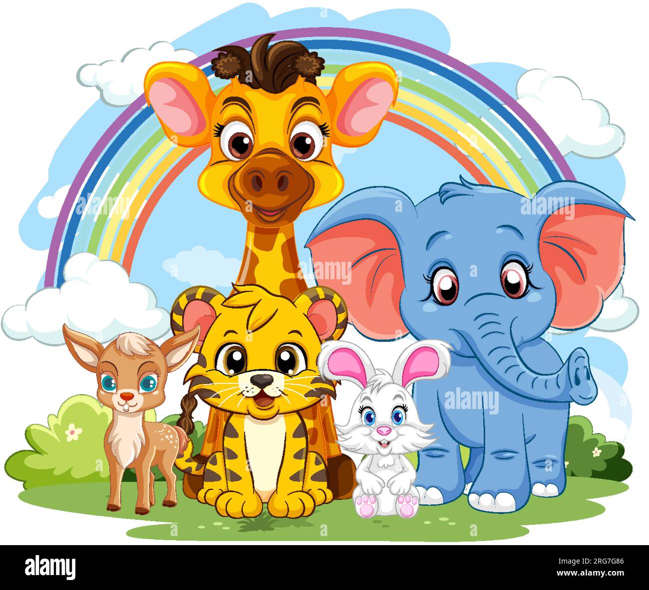 Cute Wild Animals Cartoon Character illustration Stock Vector Image ...