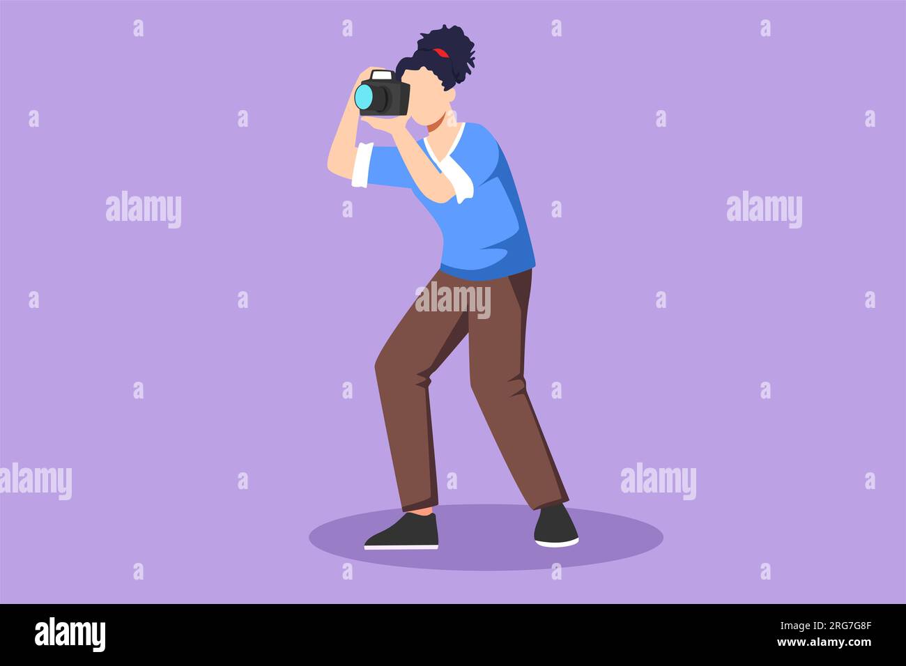 Graphic flat design drawing beautiful woman photographer taking photo ...