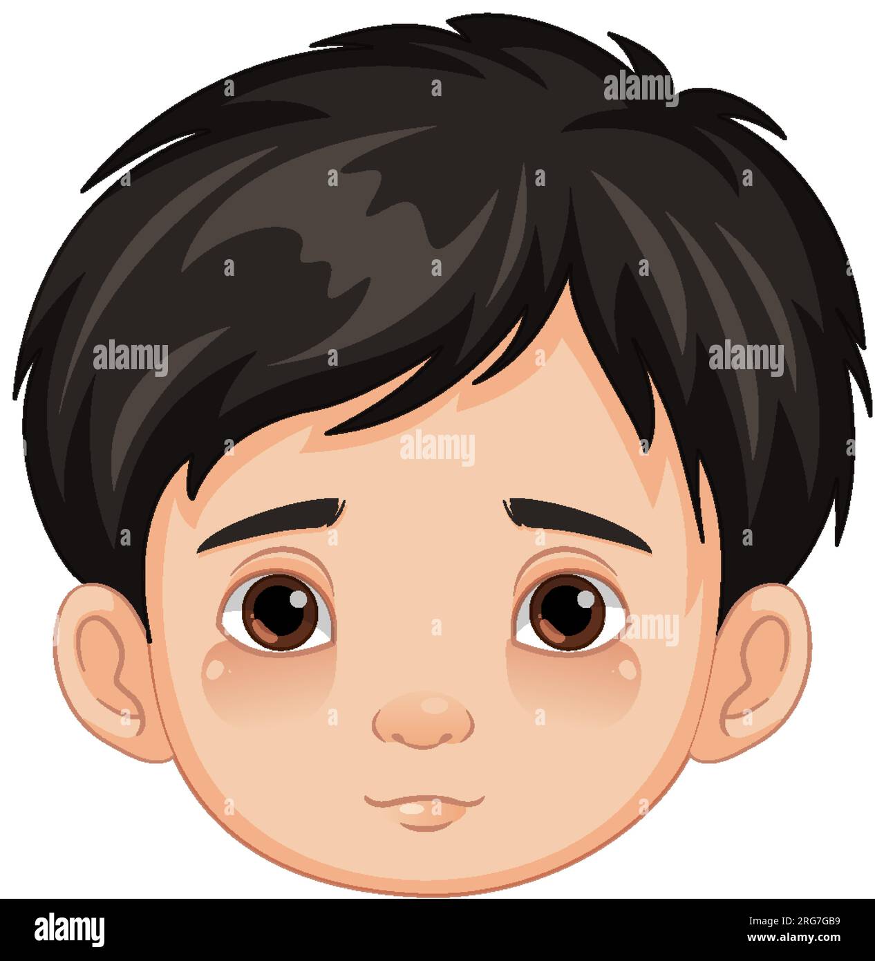 A vector illustration of a young boy with a neutral facial expression ...