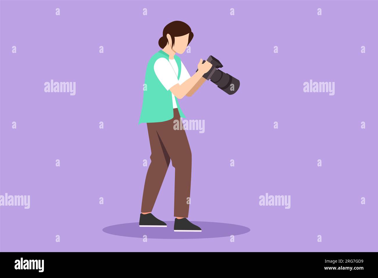Graphic flat design drawing beautiful woman photographers or paparazzi ...