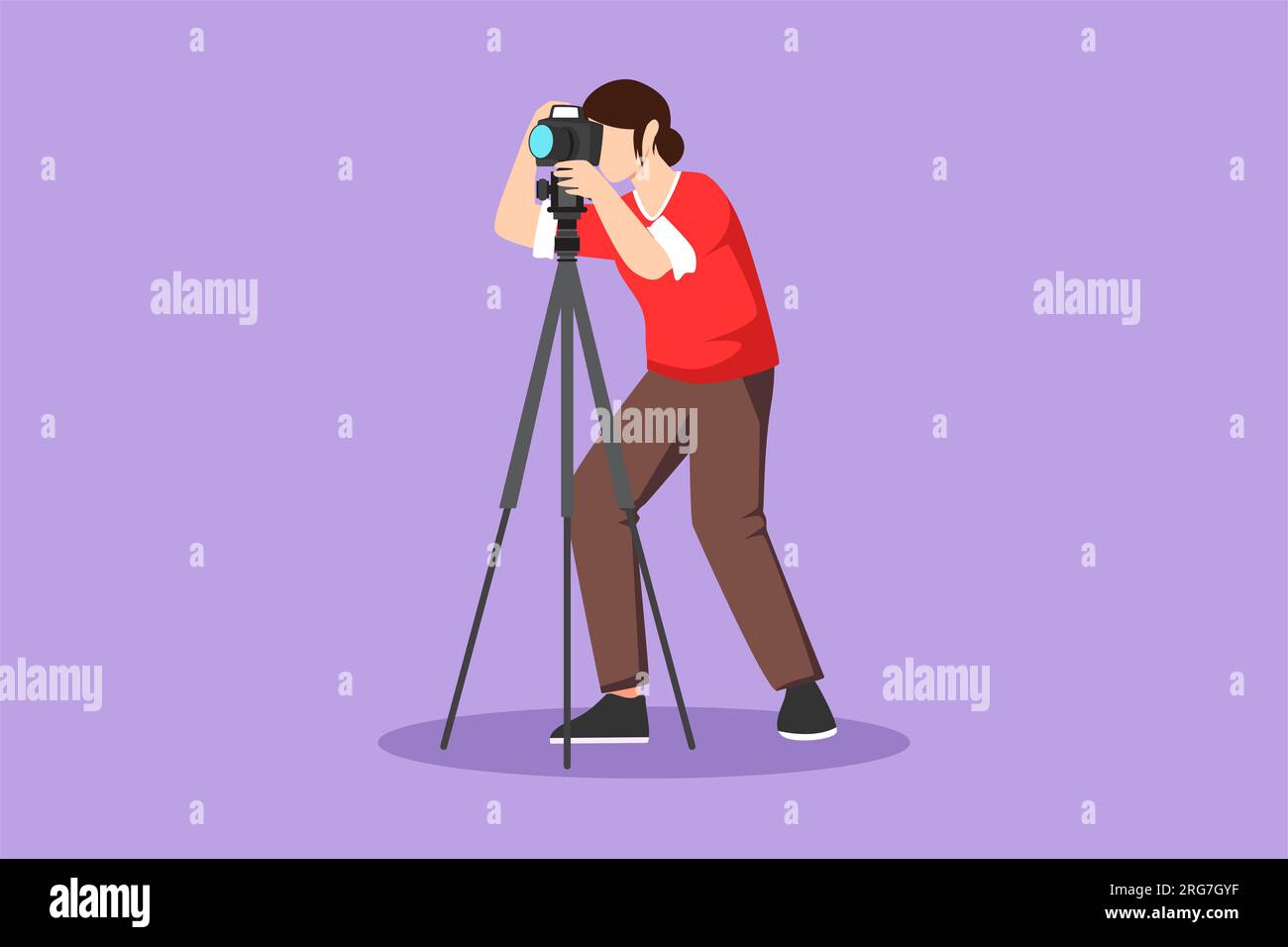 Character flat drawing of beautiful professional woman photographer ...