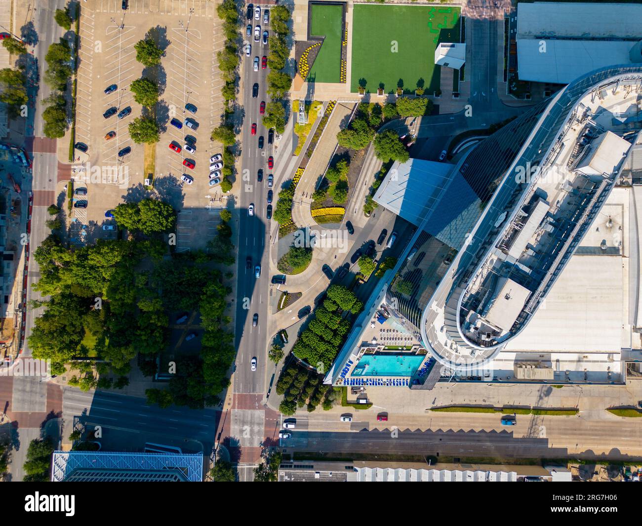Aerial overhead drone photo Downtown Dallas Texas Stock Photo - Alamy