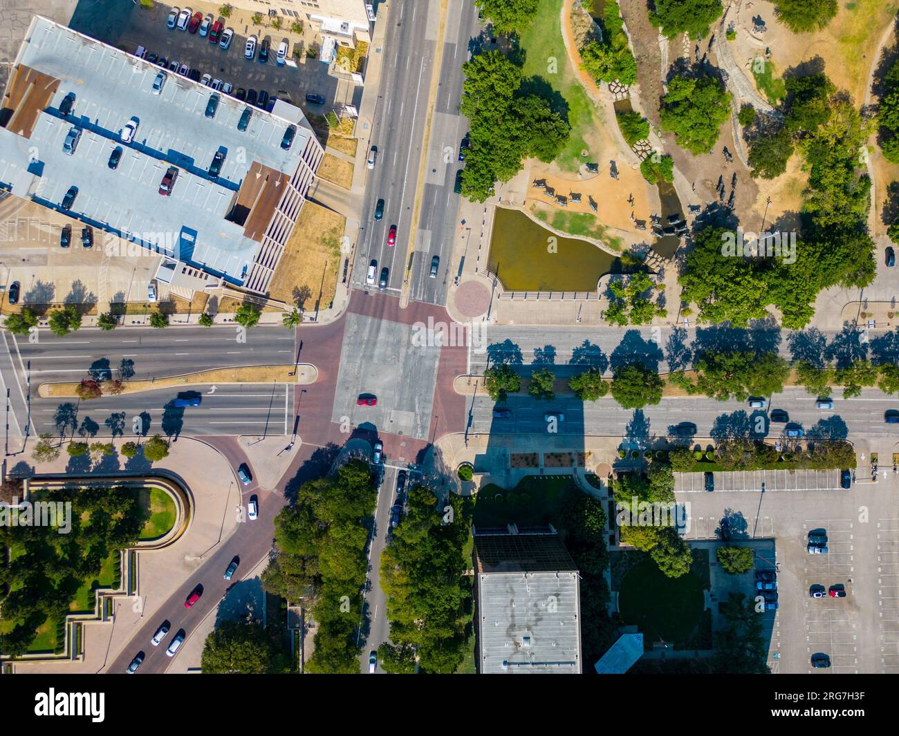 Aerial overhead drone photo Downtown Dallas Texas Stock Photo - Alamy