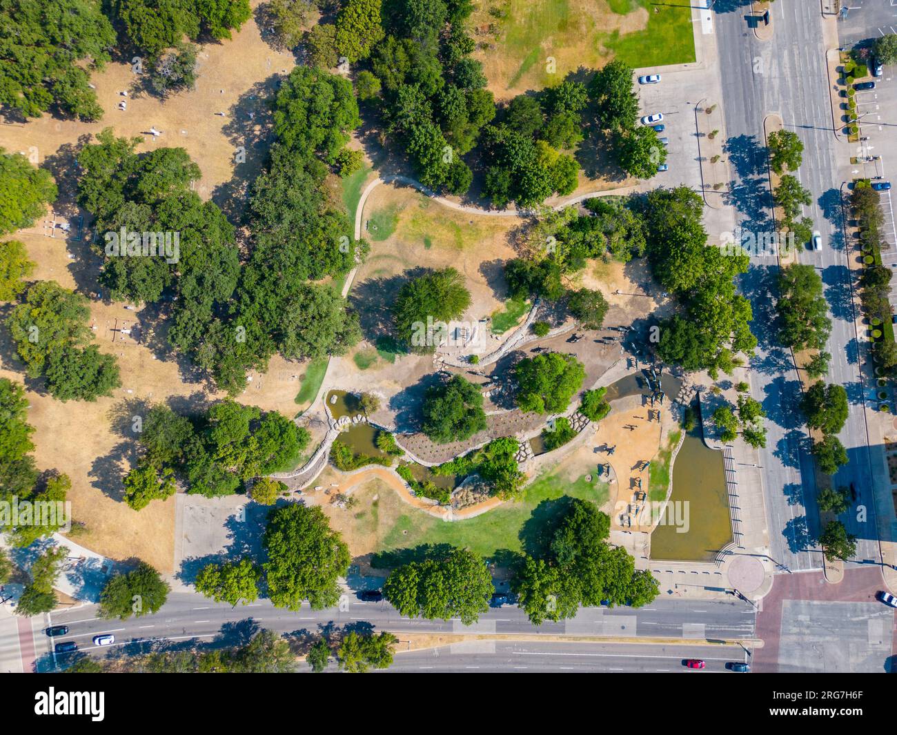 Aerial overhead drone photo Downtown Dallas Texas Stock Photo - Alamy