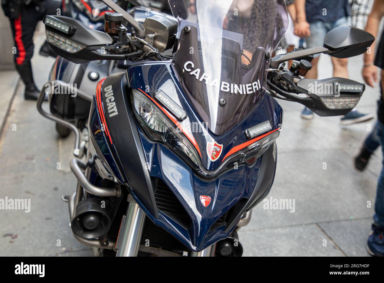 Milan , Italy - 08 02 2023 : Carabinieri motorcycle Ducati Multistrada ...