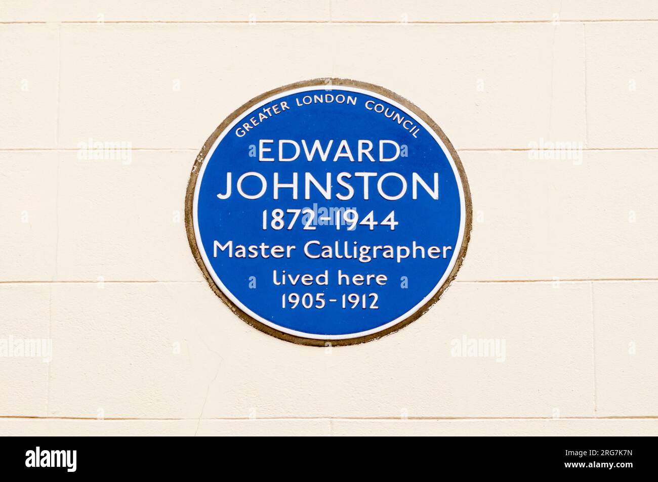 A blue plaque to Edward Johnston, Master Calligrapher, at Hammersmith ...