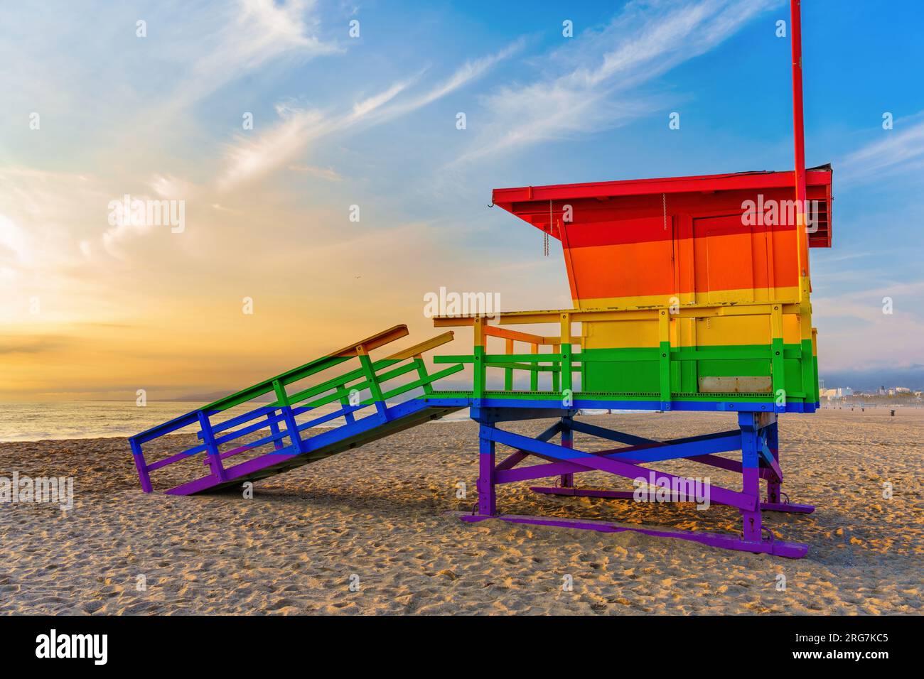 Venice pride flag lifeguard tower hi-res stock photography and images ...