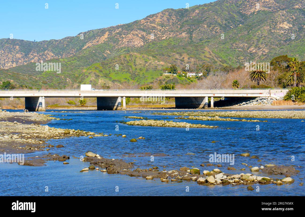 Low vantage point view of the Pacific Coast Highway taken from the ...