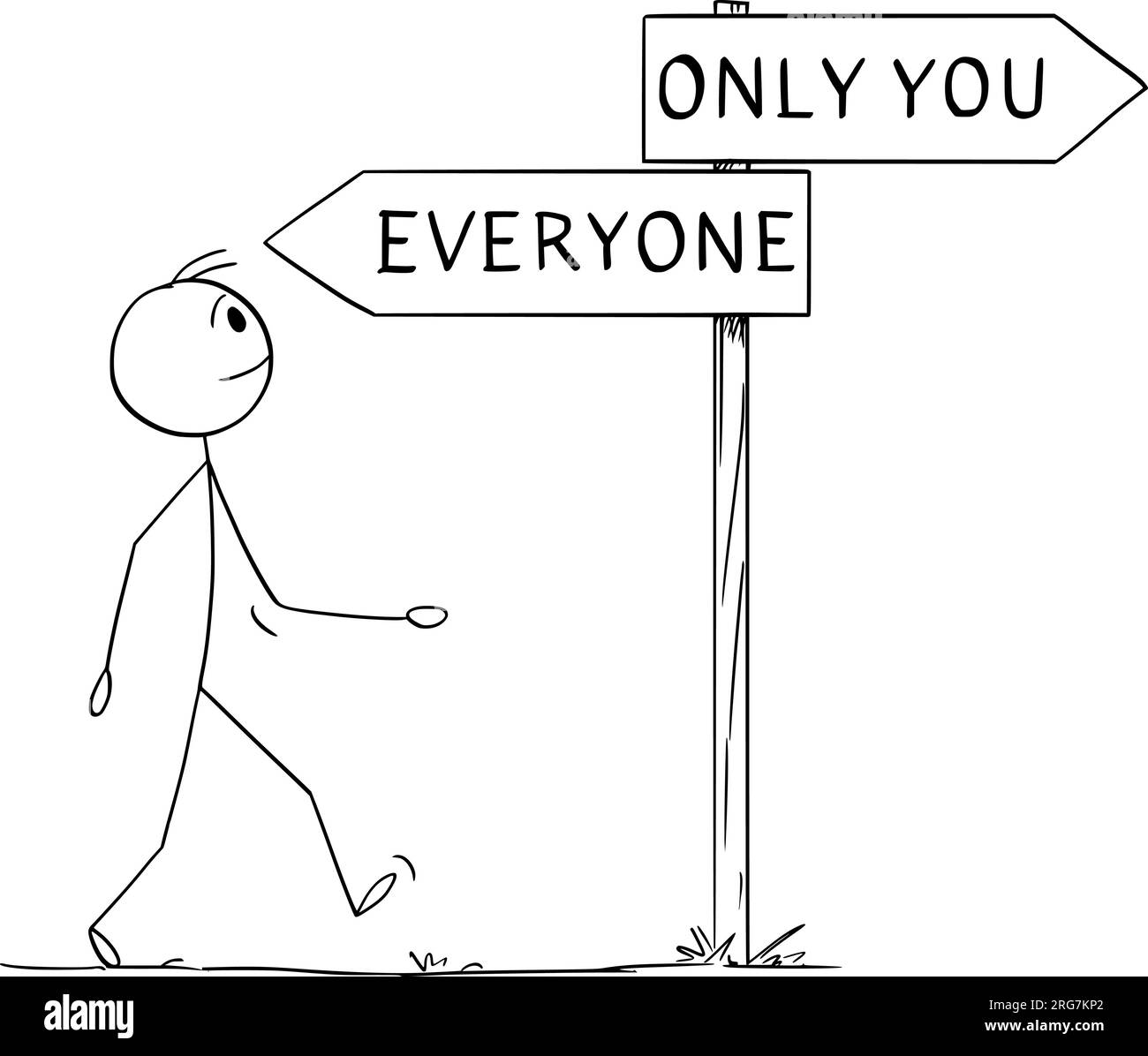 Person Looking for His Own Way, Vector Cartoon Stick Figure ...