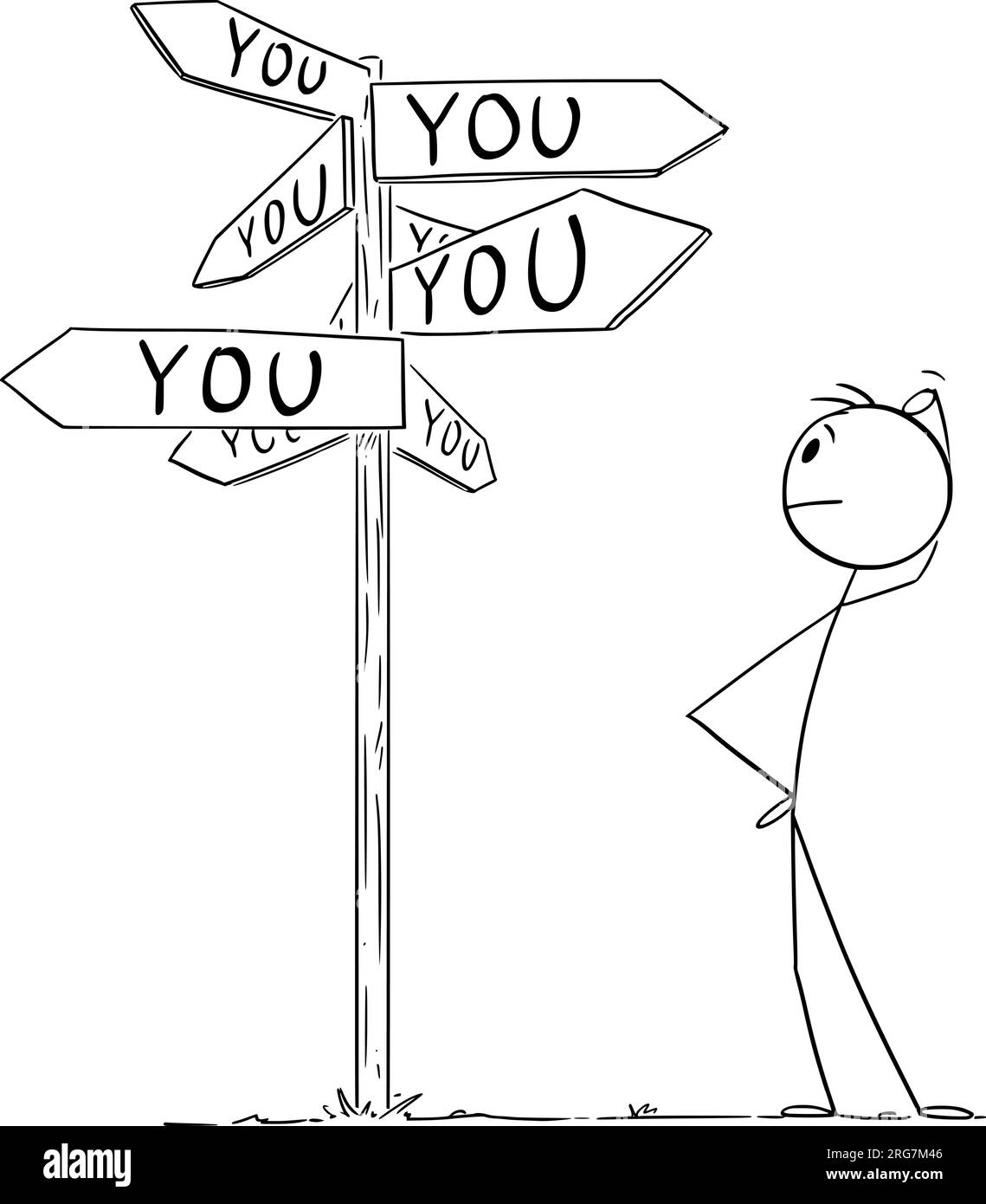 Person Looking for Yourself, Vector Cartoon Stick Figure Illustration ...
