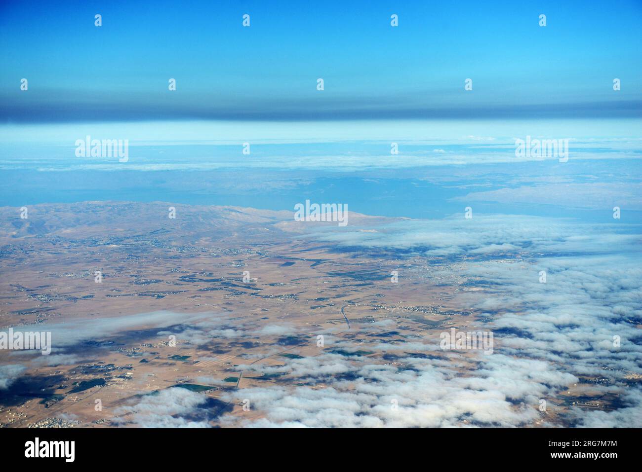 Aerial view of the Madaba plateau and the Dead Sea in Jordan Stock ...