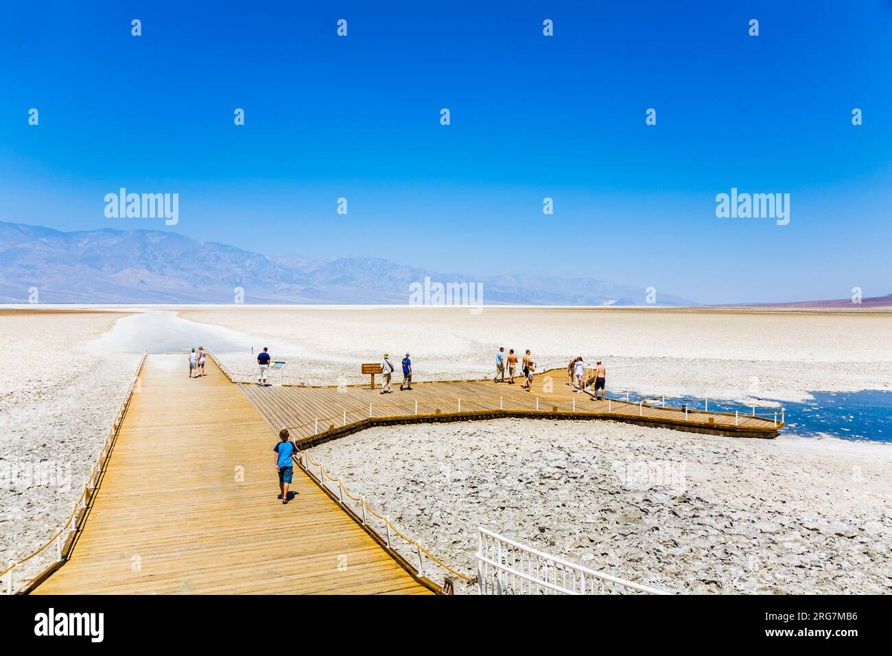 Badwater, USA - July 19, 2008: people visit the Saltsee and Badwater ...