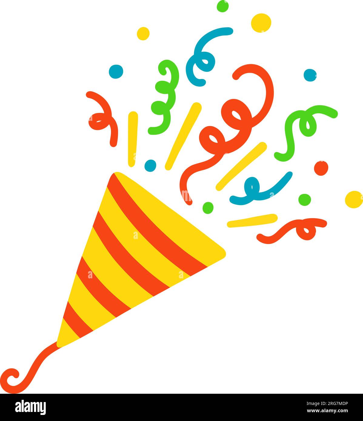 Exploding party popper. Cracker with colorful confetti. Festive ...