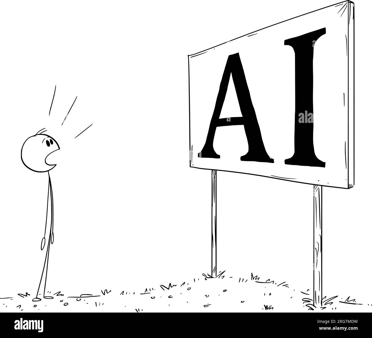 Person Shocked by Ai or Artificial Intelligence, Vector Cartoon Stick Figure Illustration Stock ...