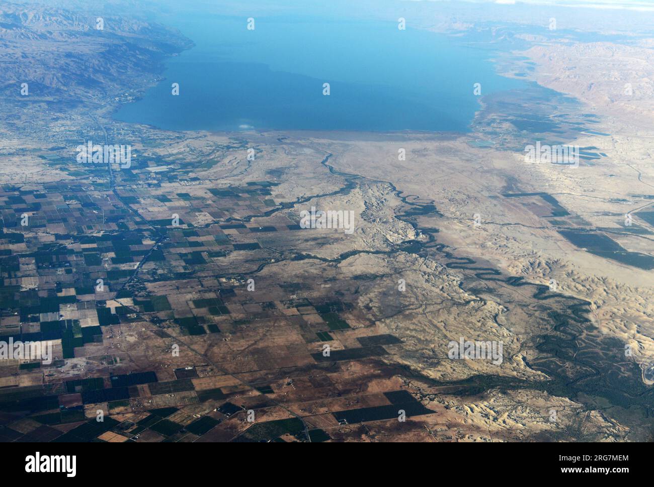 An Aerial View Of The Jordan River And The Dead Sea In Jordan And