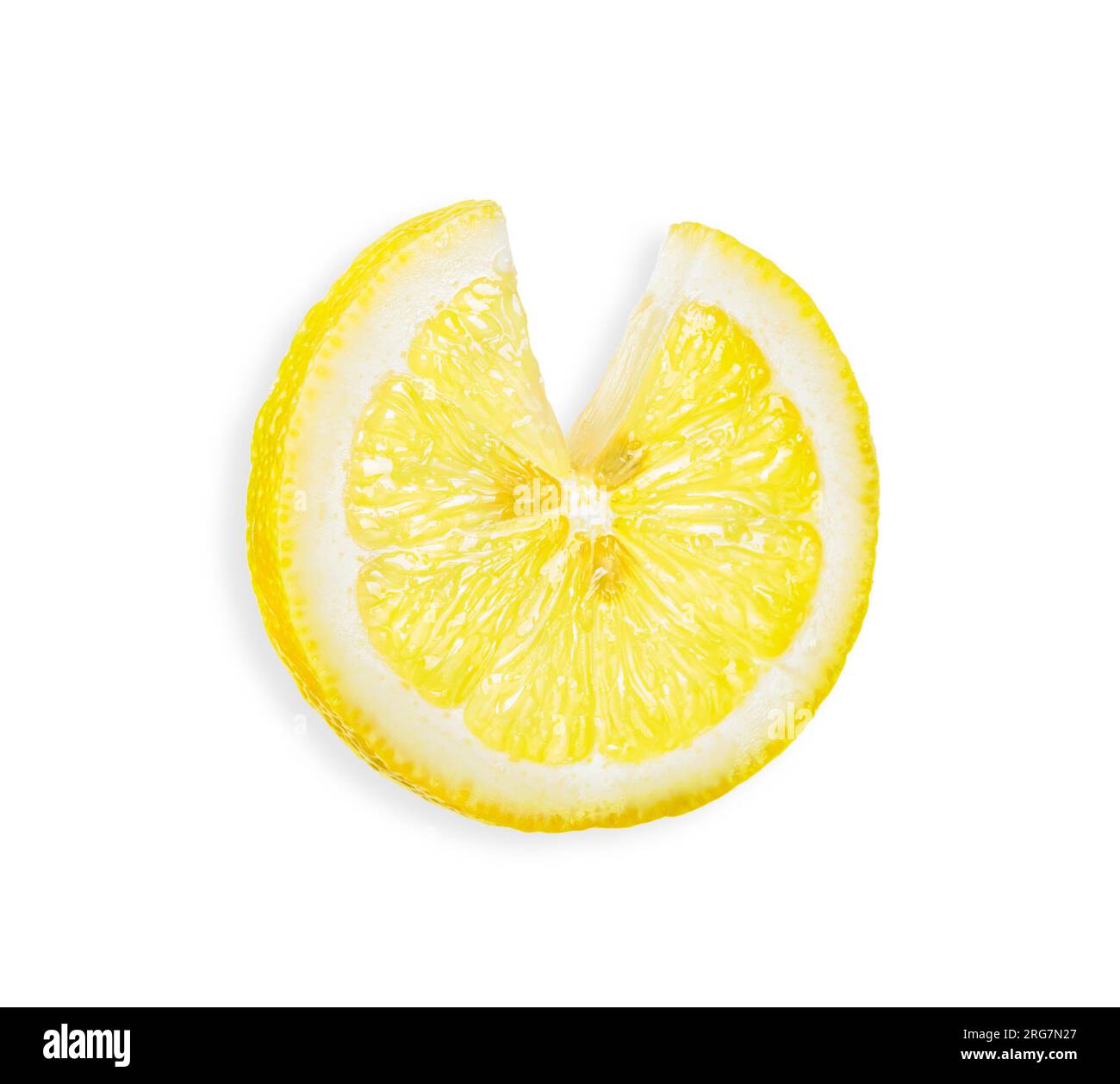 Top view Slice of Lemon isolated on white background. Lemon clipping ...