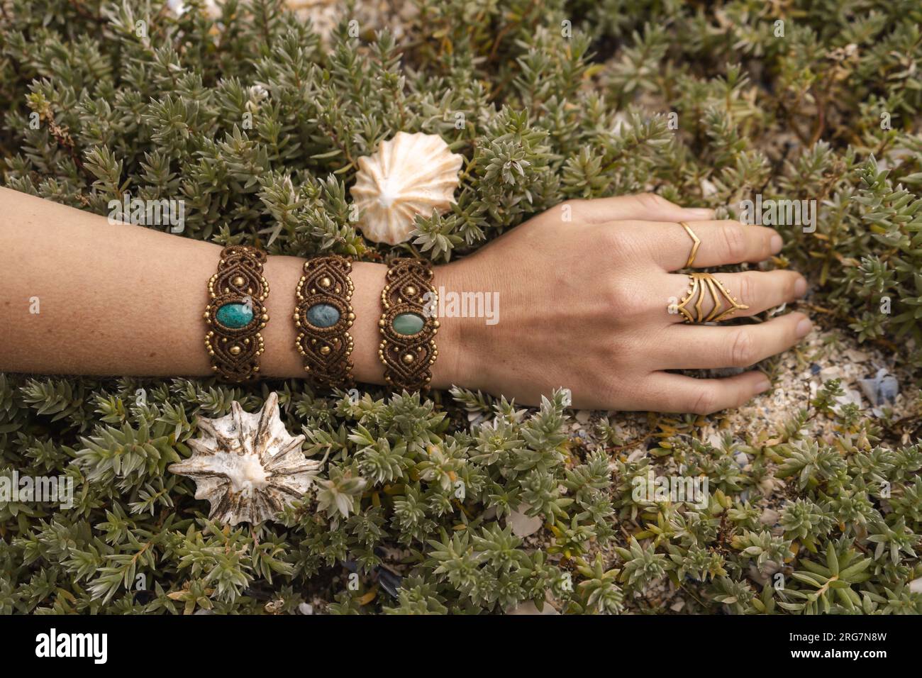 hand made macrame jewellery with intricate designs Stock Photo - Alamy