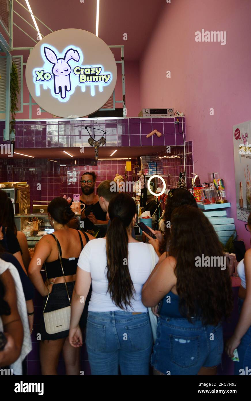 Crazy Bunny Ice Cream shop on Frishman street in Tel-Aviv, Israel Stock ...