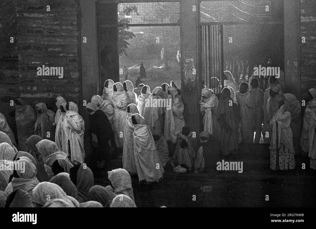 Axum, Ethiopia - April 20, 1998: people watch the ceremony of the holy ...