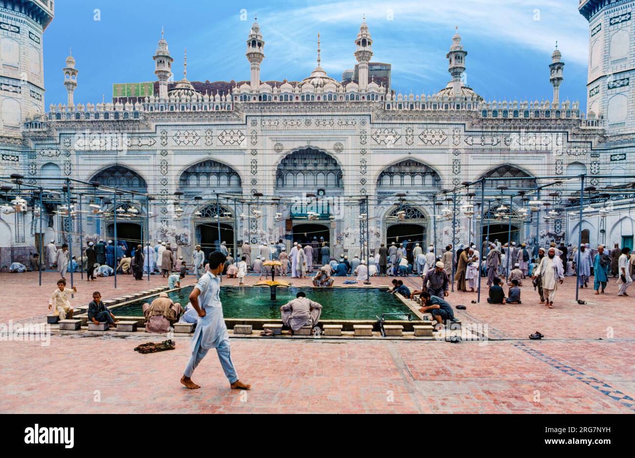 Peshawar, Pakistan - June 30, 1987: inside famous Mohabbat Khan Mosque ...