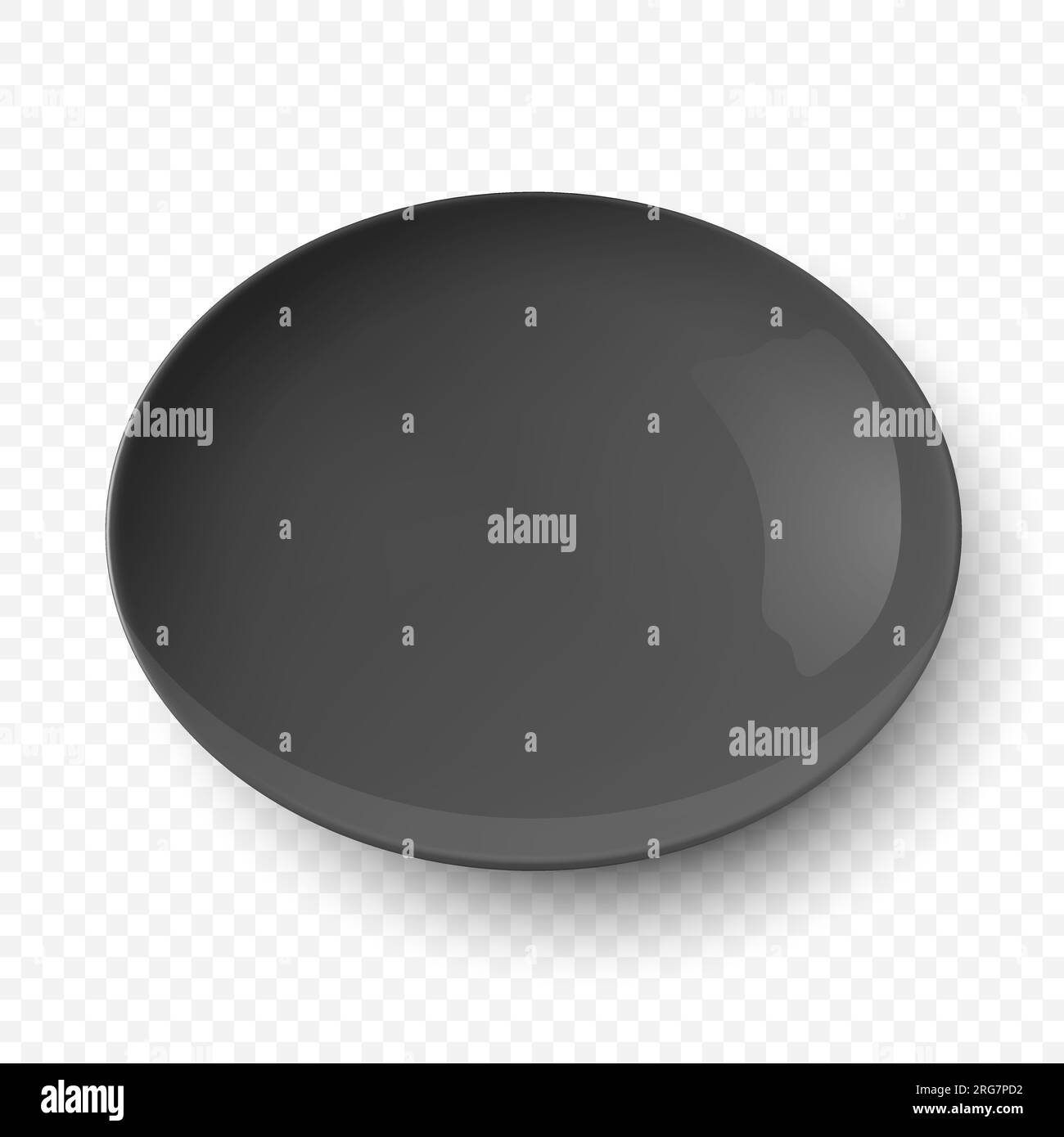 Vector 3d Realistic Black Empty Porcelain, Ceramic Plate Icon Closeup ...