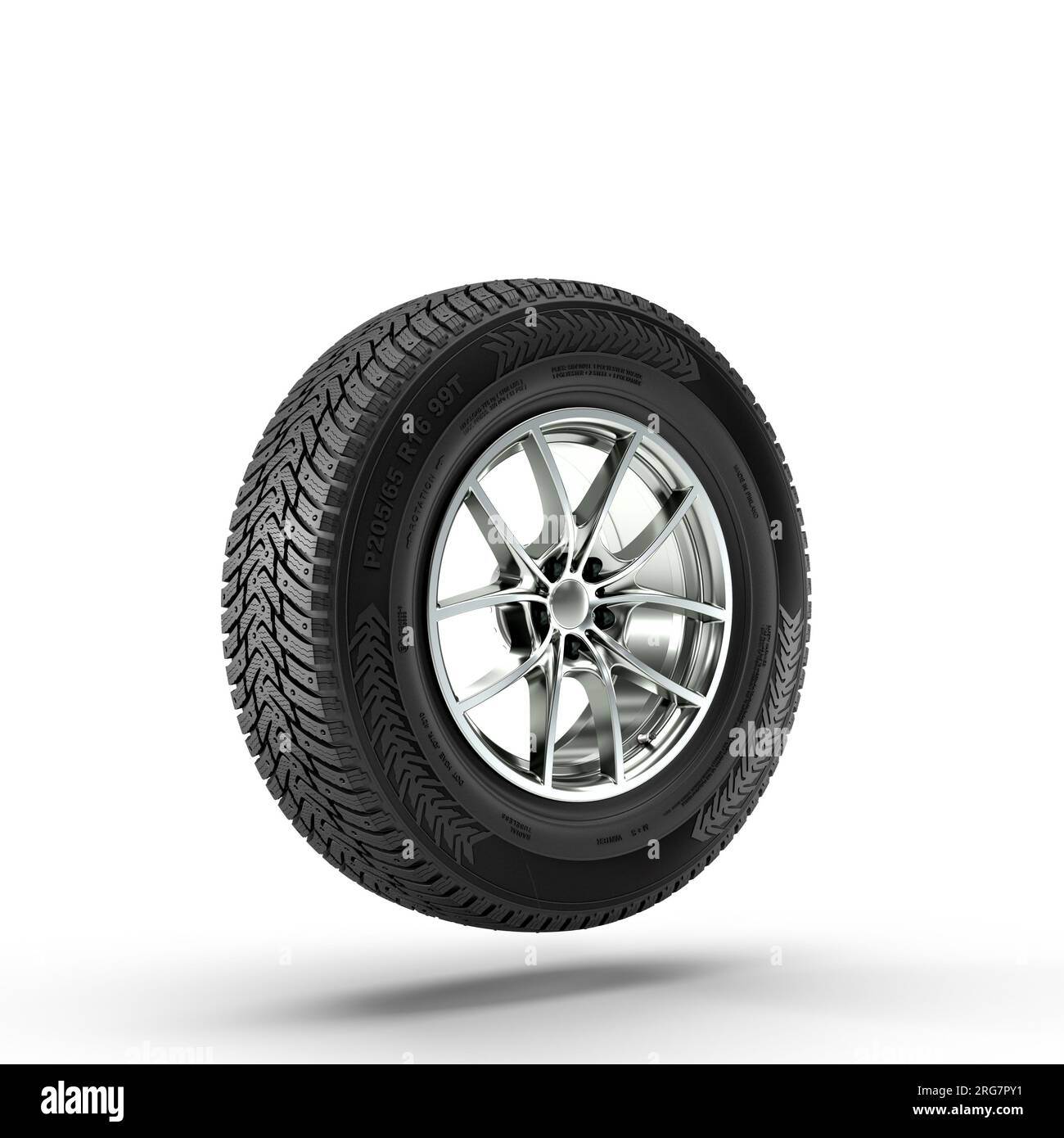 single wheel with winter tyre on white background. 3d render Stock ...