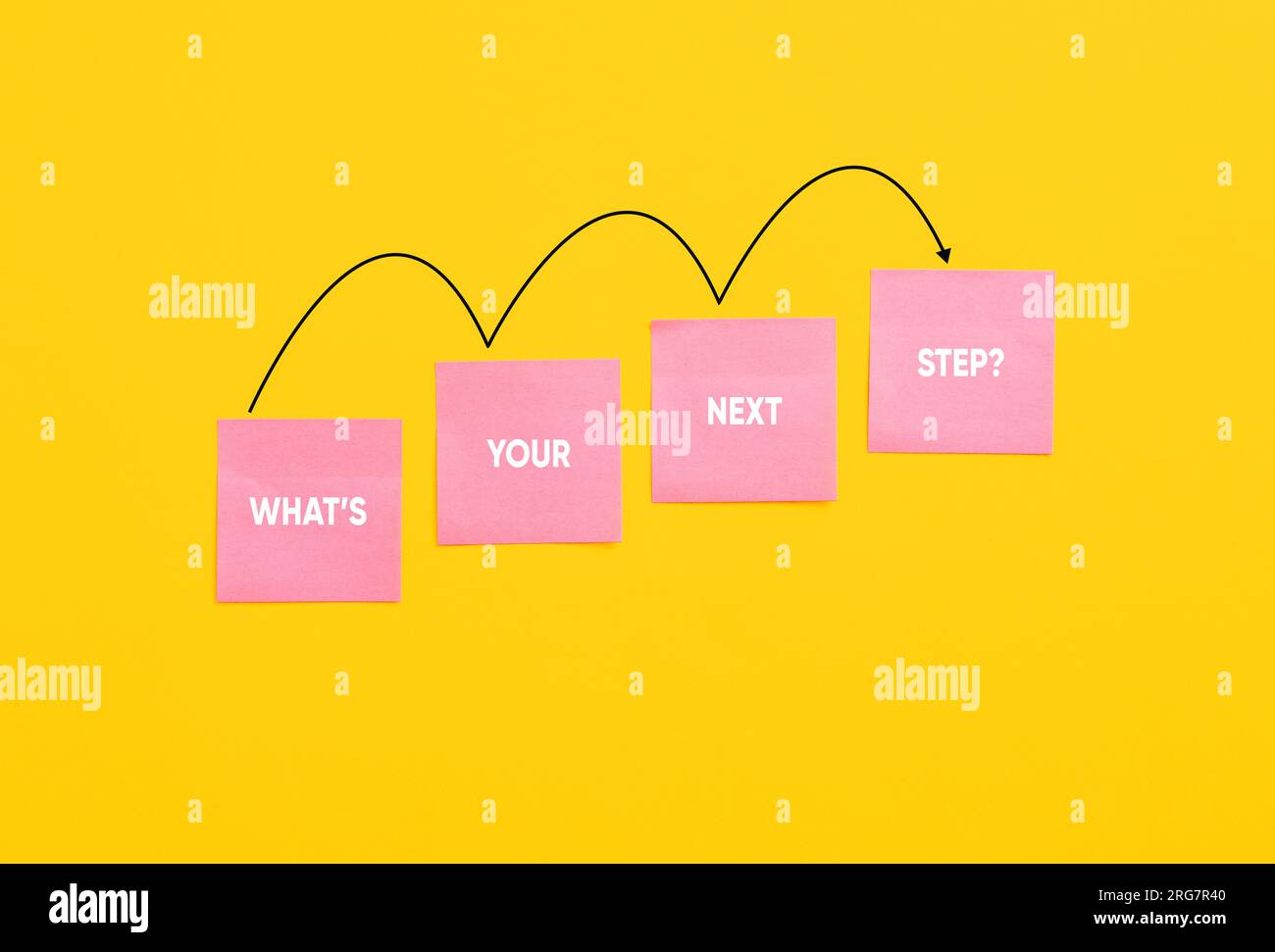 What's your next step on stairs of note papers. Business, education and ...