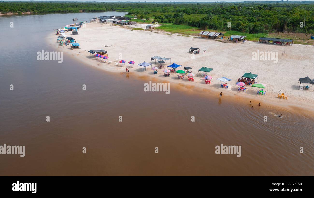 Amazonian beaches, white sand from the Nanay river in the Peruvian ...