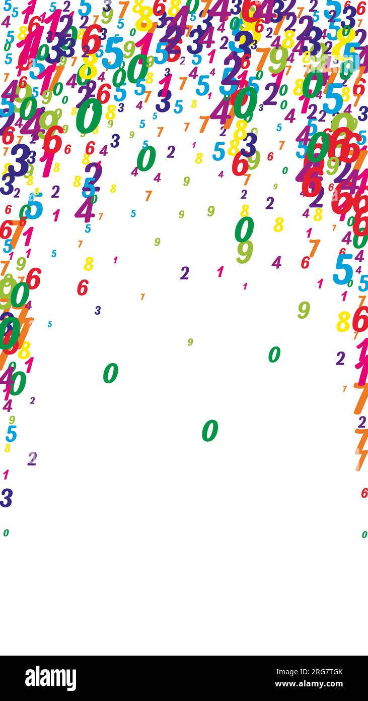 School math notebook cover. Colorful childish numbers floating in the ...