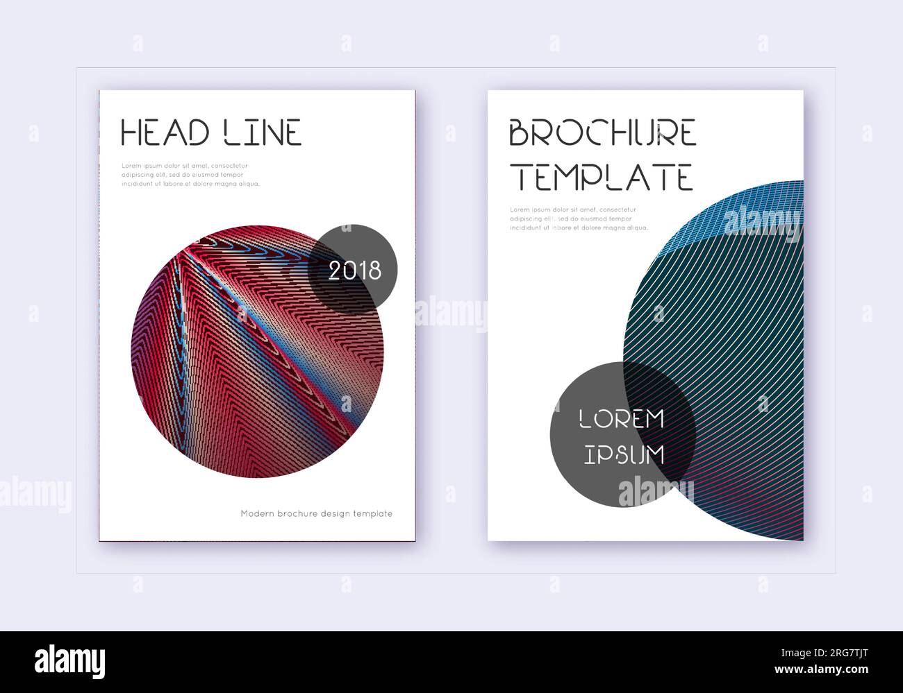 Trendy cover design template set. Red white blue abstract lines on dark ...
