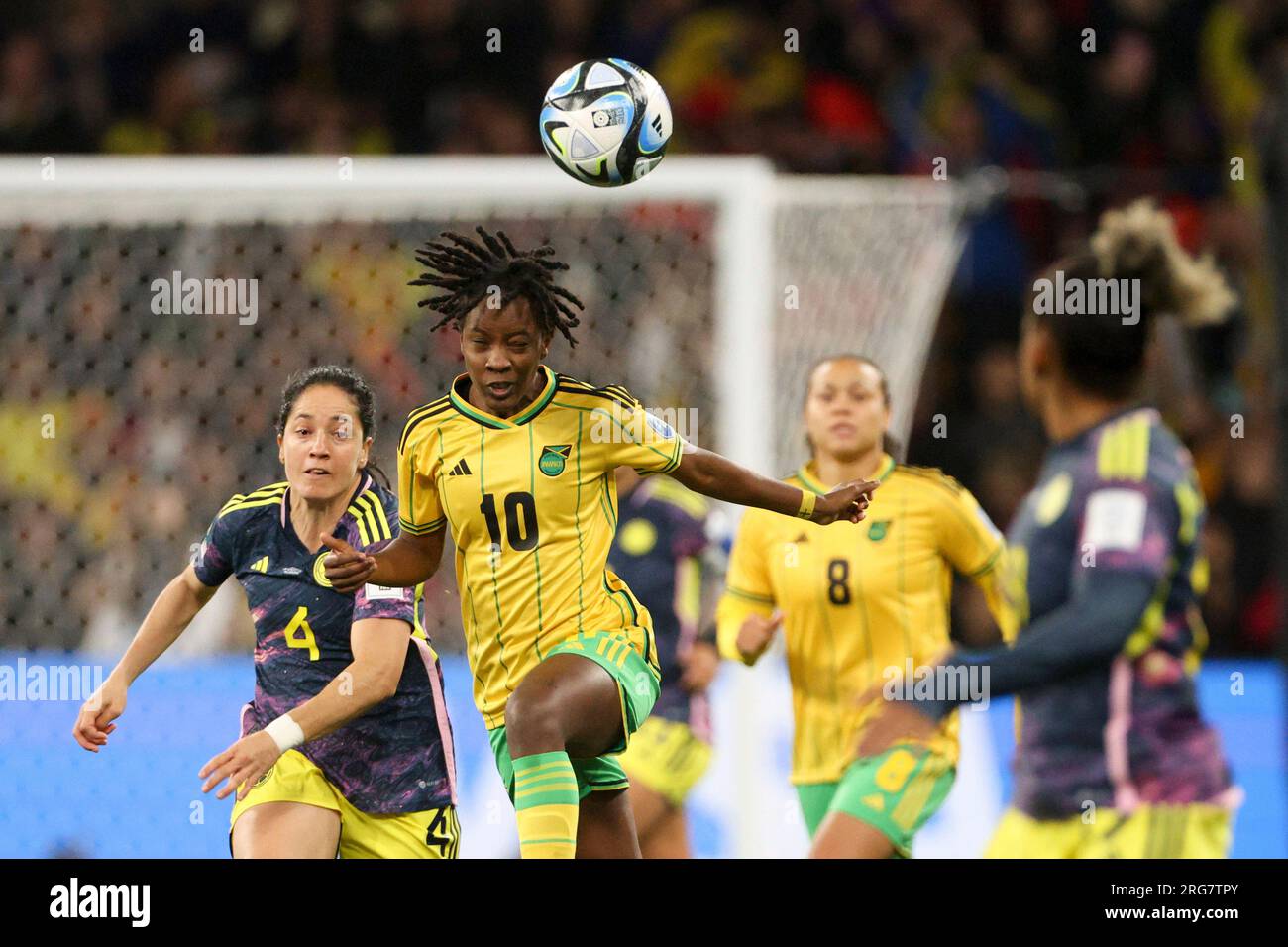Jamaica's Jody Brown heads the ball during the Women's World Cup round ...