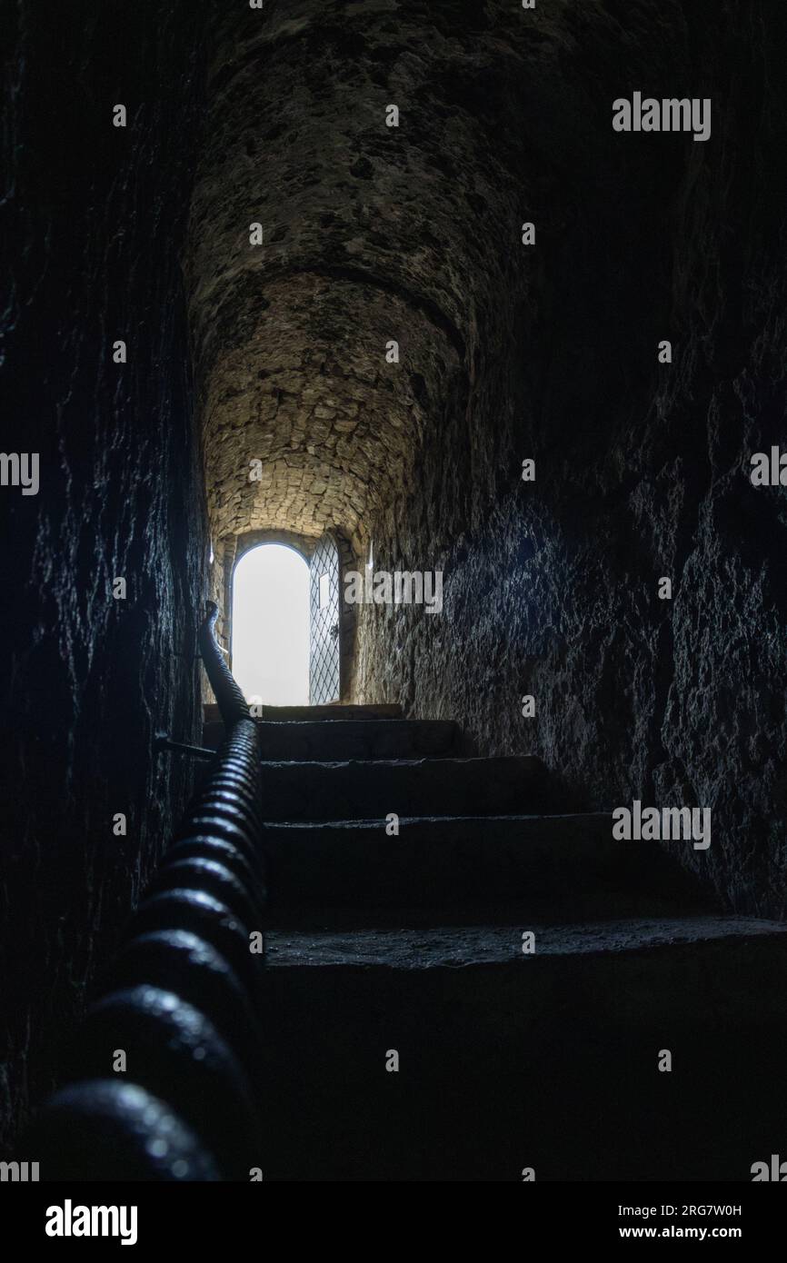 Bright light at the end of a dark and gloomy dungeon. Light at the end ...