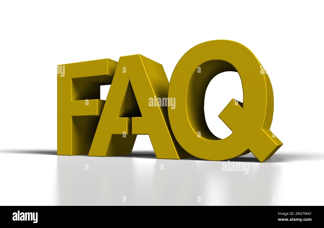 FAQ 3d render on a white background Stock Photo - Alamy