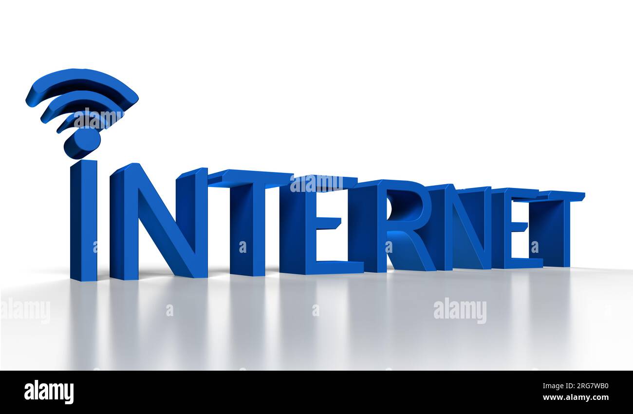 Internet 3d text on a white background Stock Photo - Alamy
