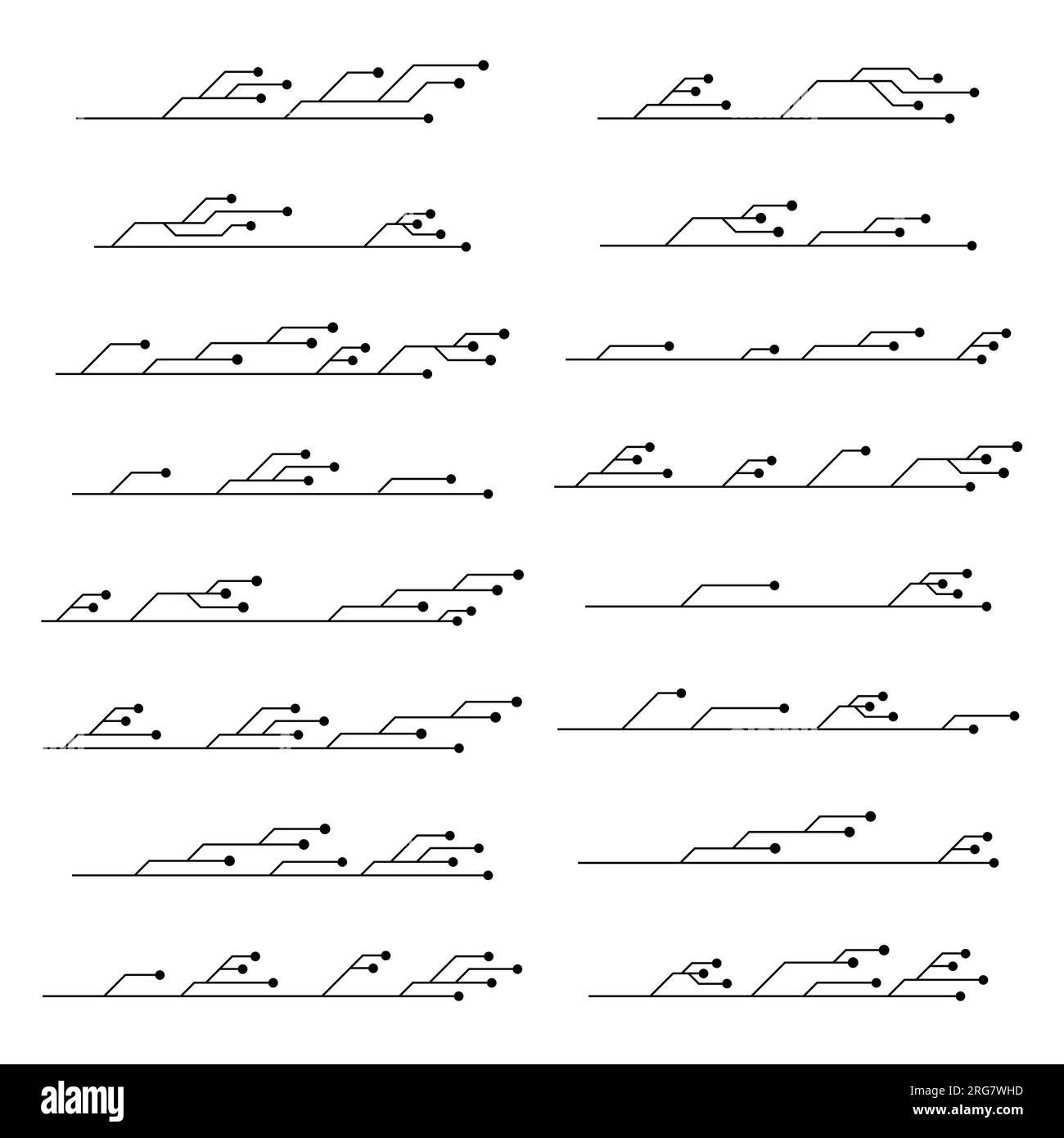 Set of printed circuit board PCB tracks silhouettes isolated on white ...