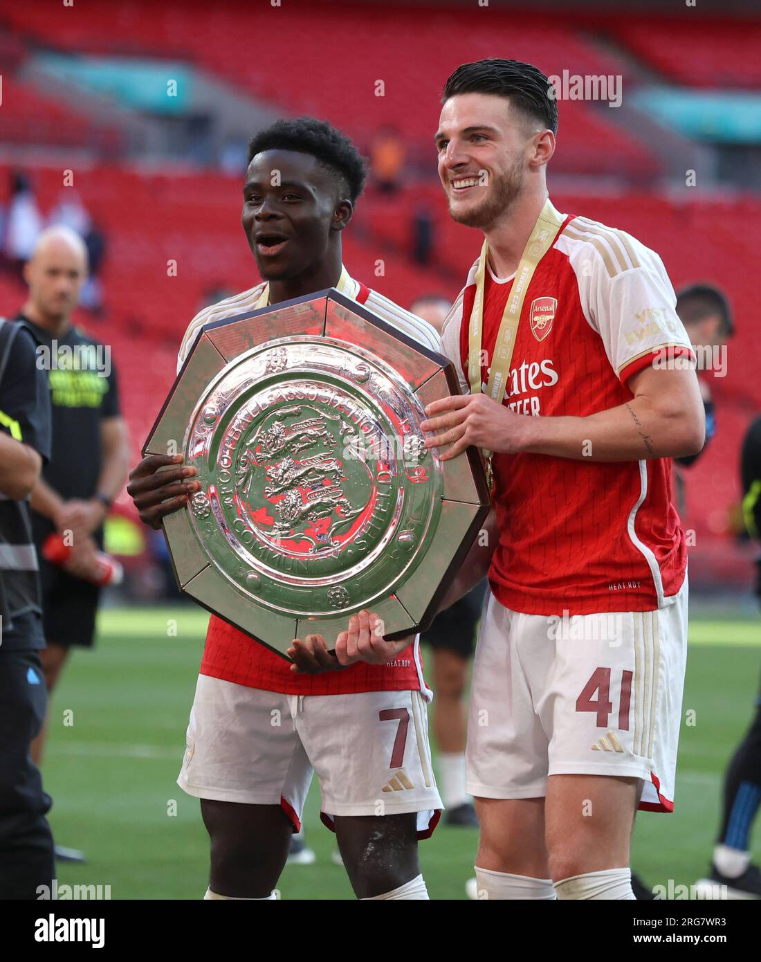 London, UK. 06th Aug, 2023. Bukayo Saka (A) and Declan Rice (A ...