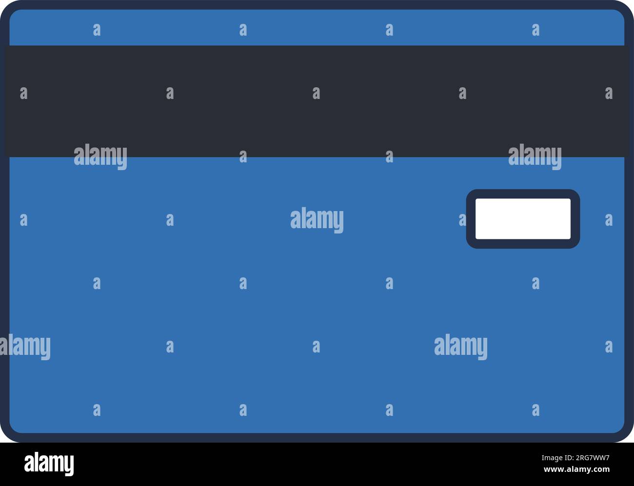 Back side with magnetic stripe of blue bank card with empty field for ...