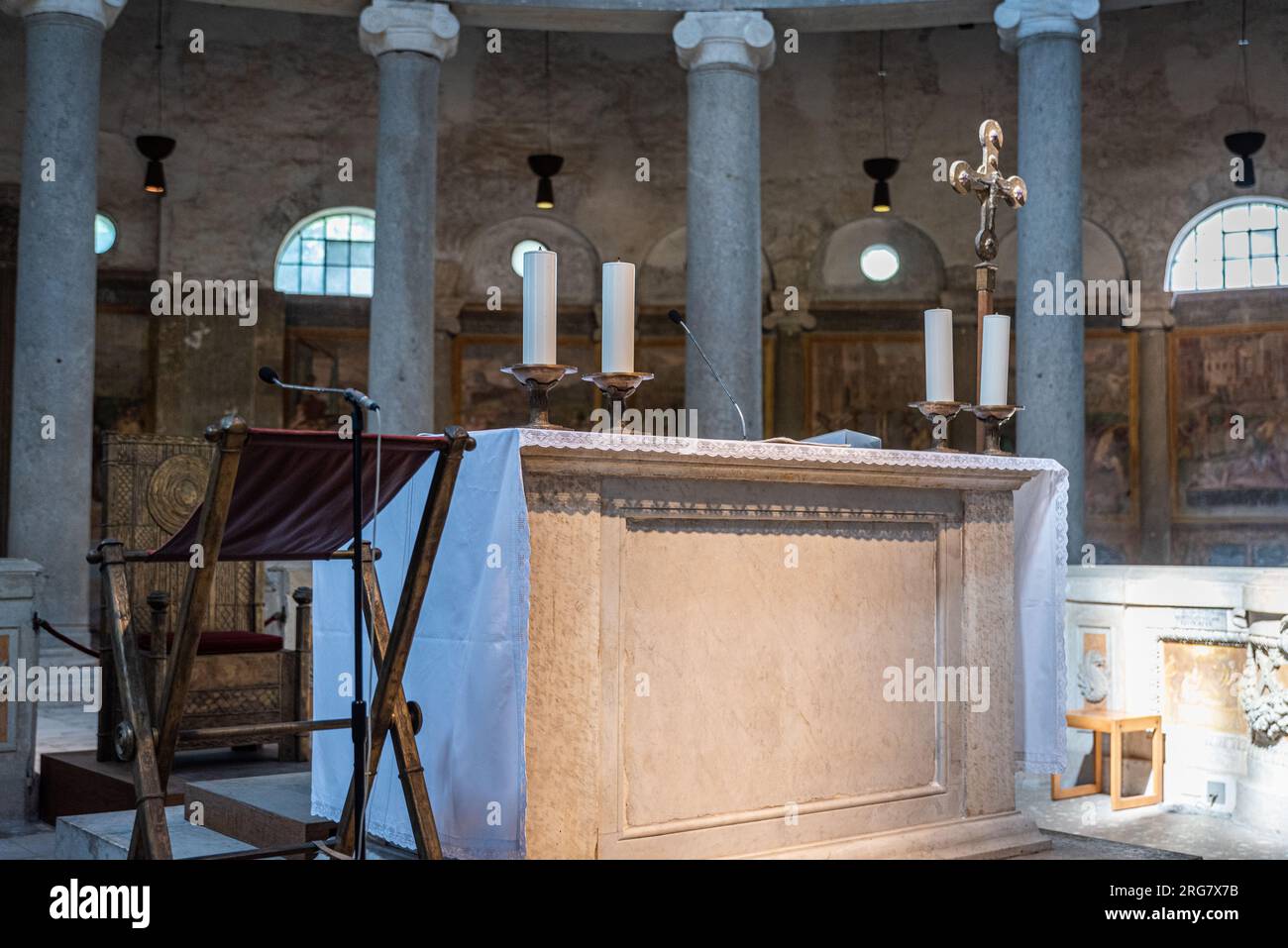 Exterior and Interior of Saint Stephen Round Church in Rome, Italy ...