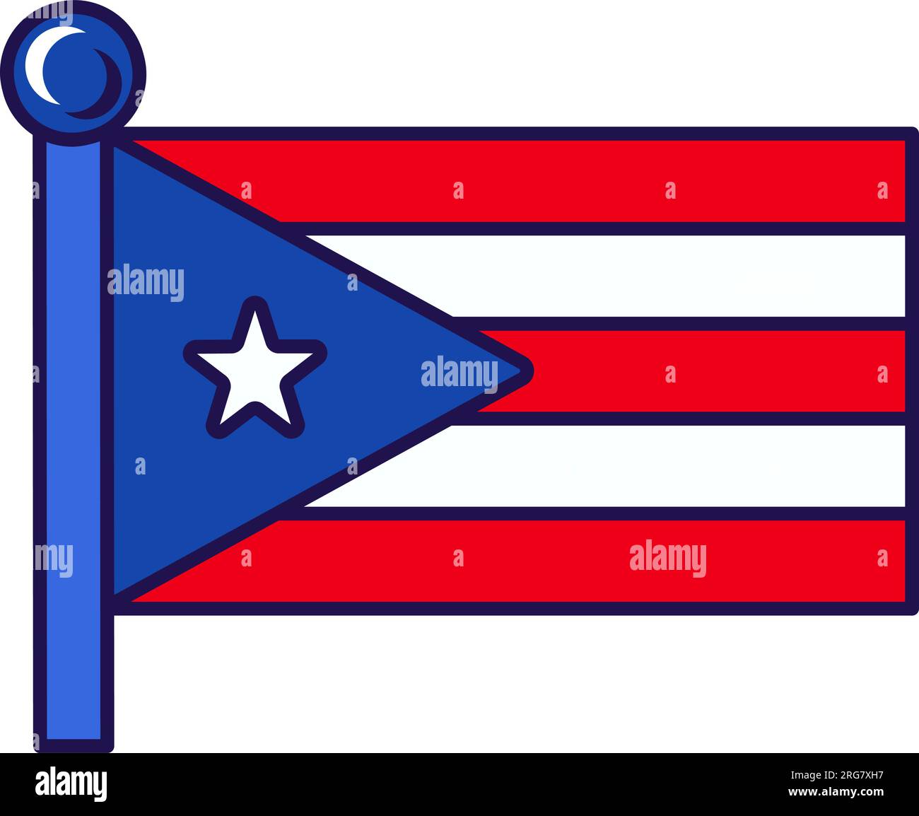 Puerto Rico country flag on flagpole for registration of solemn event ...