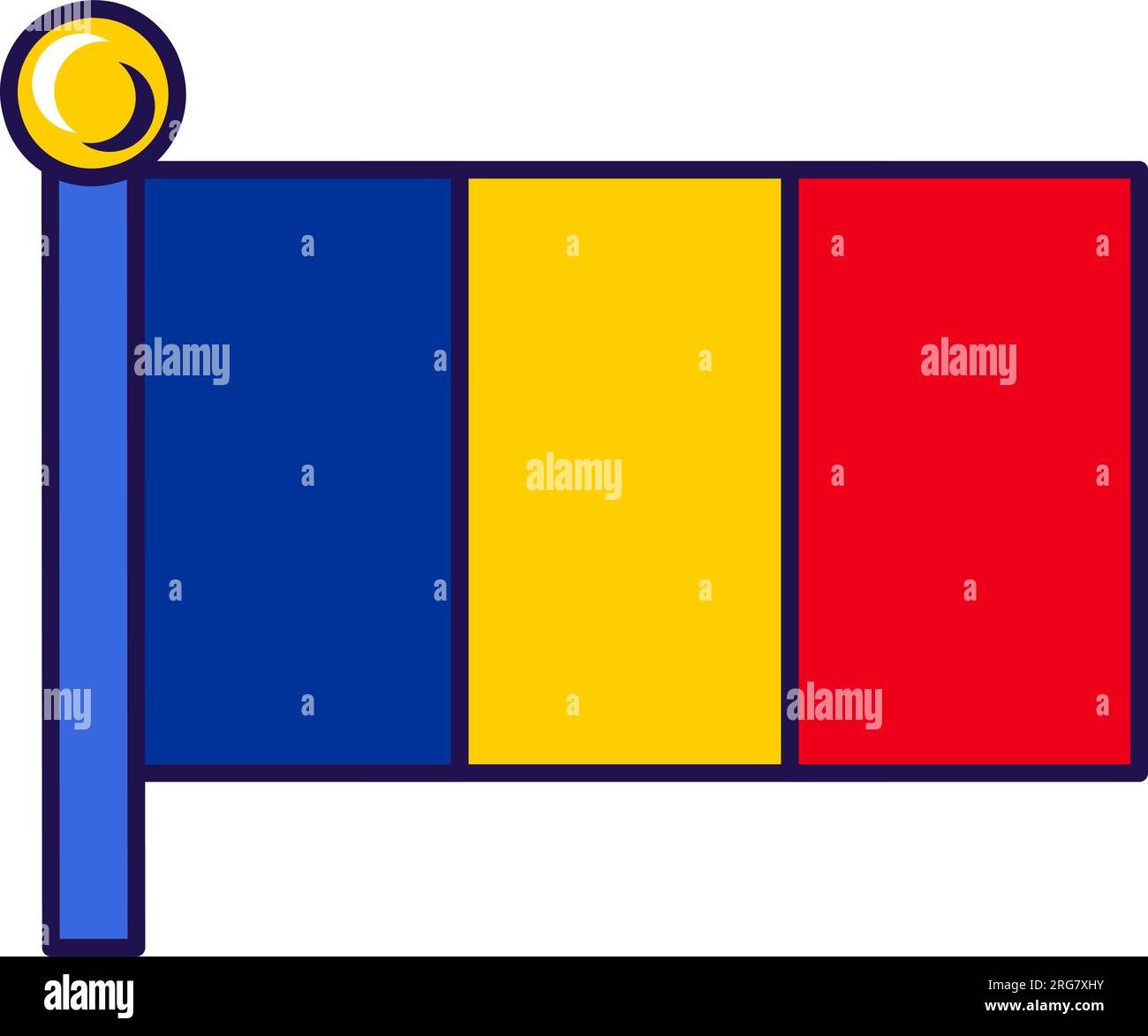 Romania country flag on flagpole for registration of solemn event ...