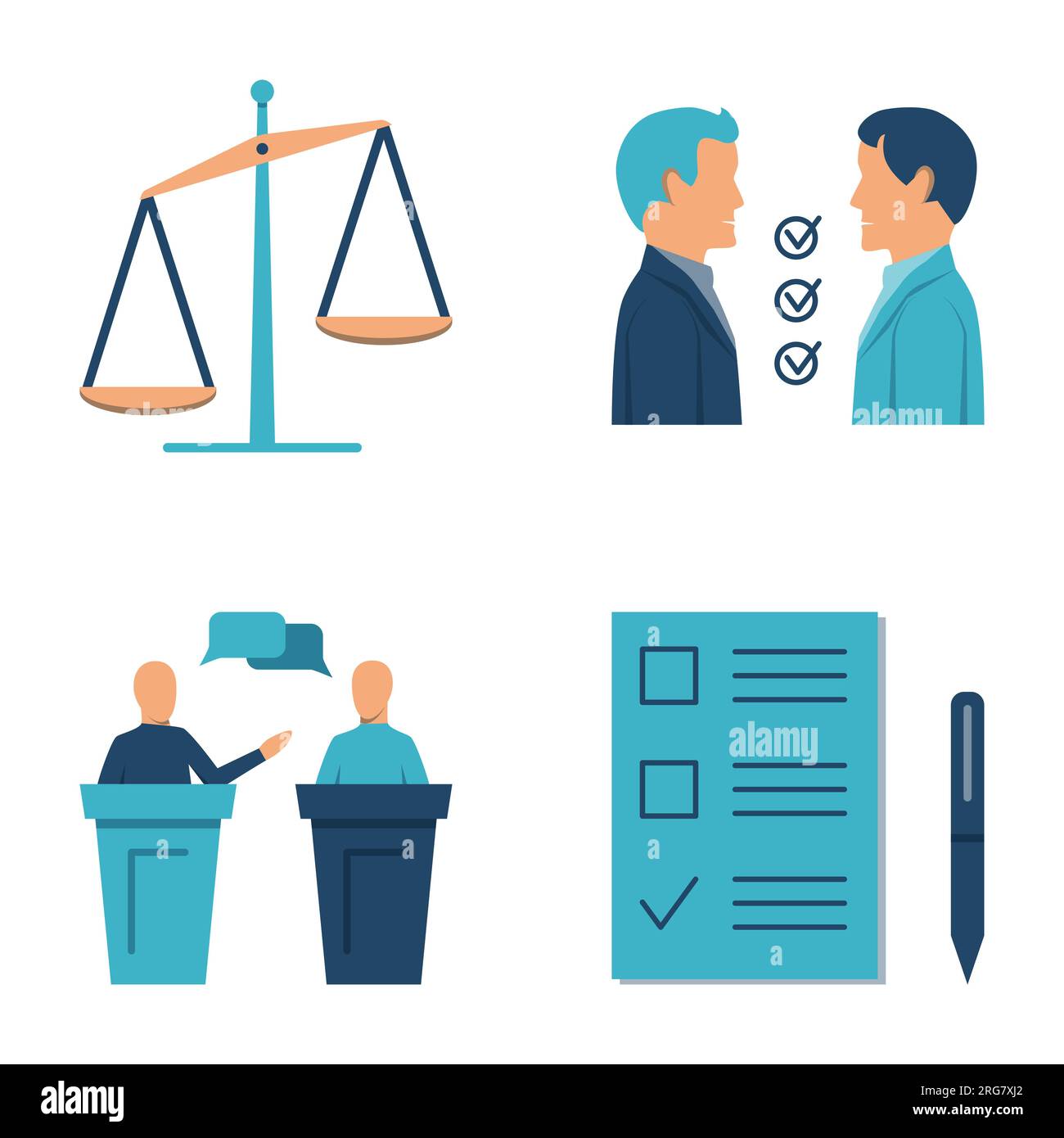 Business and diplomatic negotiation icon set in flat style. Vector ...
