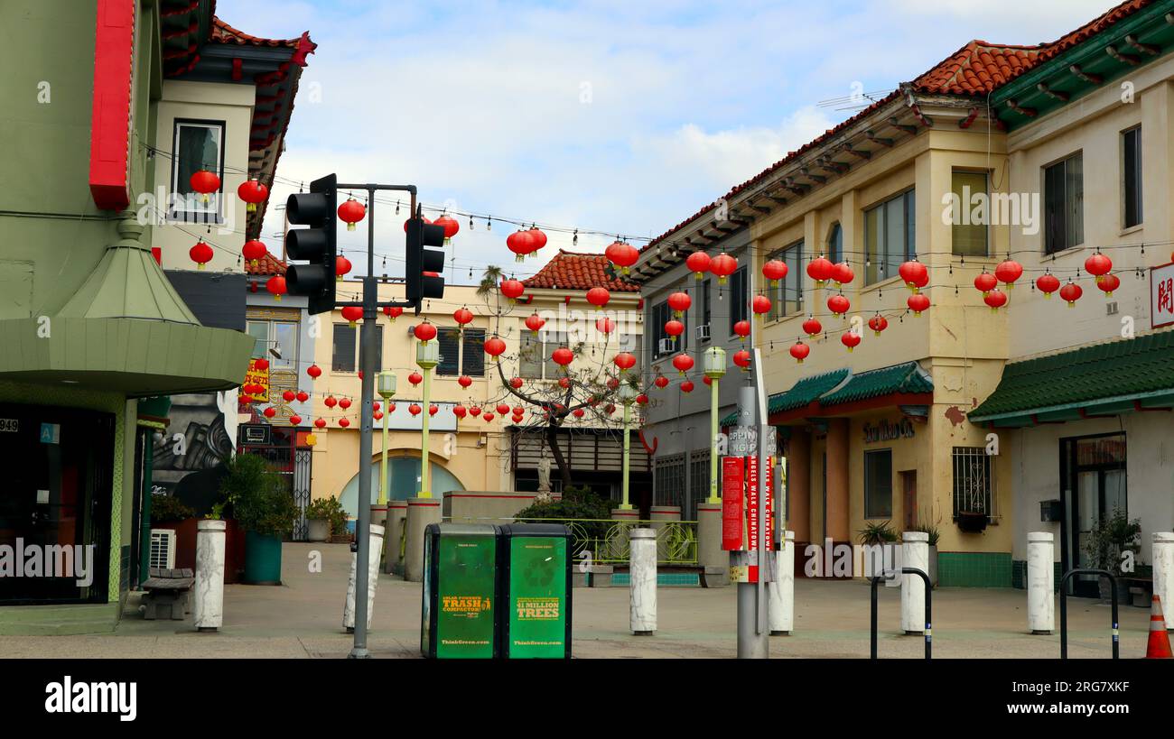 Los Angeles, California: view of Chinatown, chinese ethnic neighborhood ...