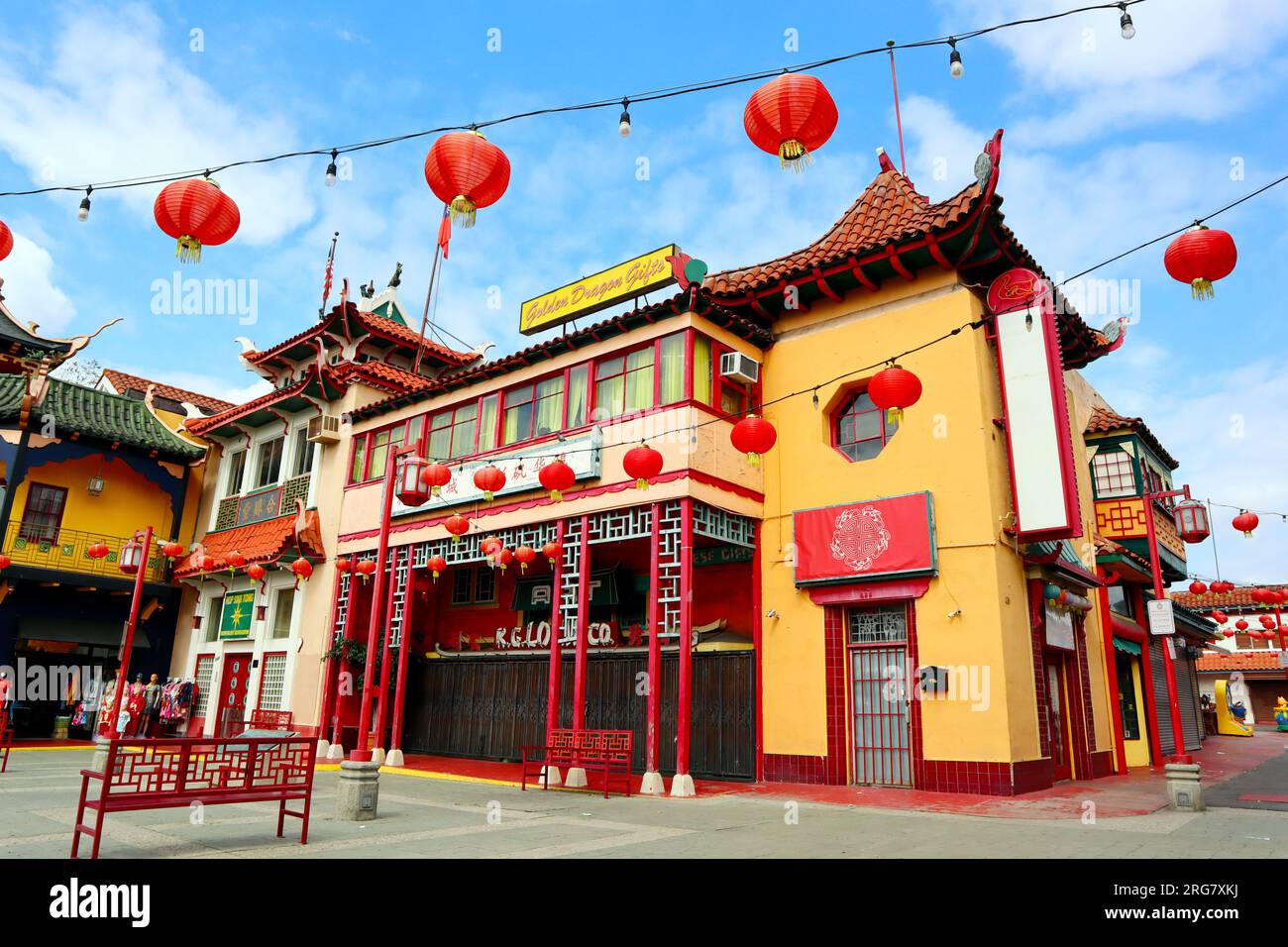 Los Angeles, California: view of Chinatown, chinese ethnic neighborhood ...
