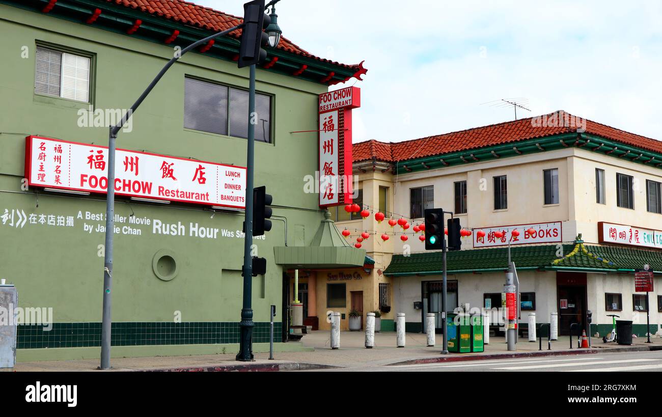 Los Angeles, California: view of Chinatown, chinese ethnic neighborhood ...
