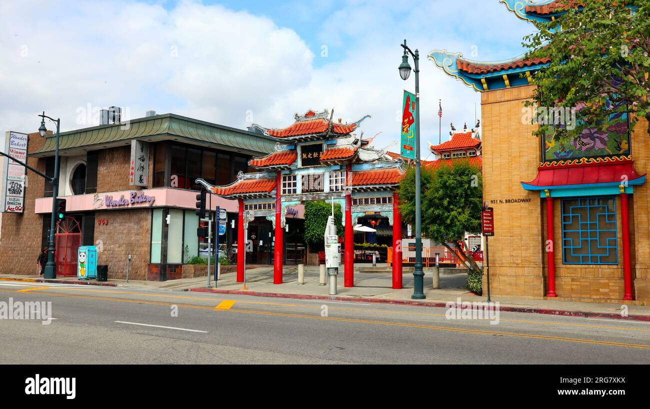 Los Angeles, California: view of Chinatown, chinese ethnic neighborhood ...