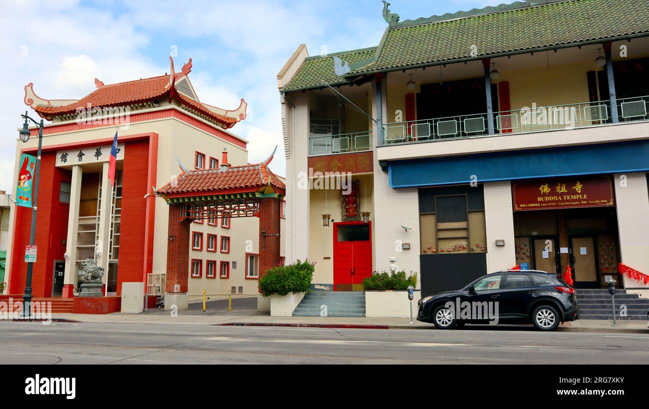 Los Angeles, California: view of Chinatown, chinese ethnic neighborhood ...