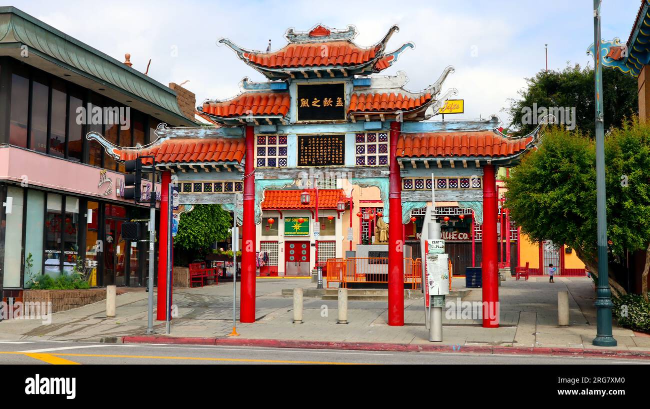 Los Angeles, California: view of Chinatown, chinese ethnic neighborhood ...
