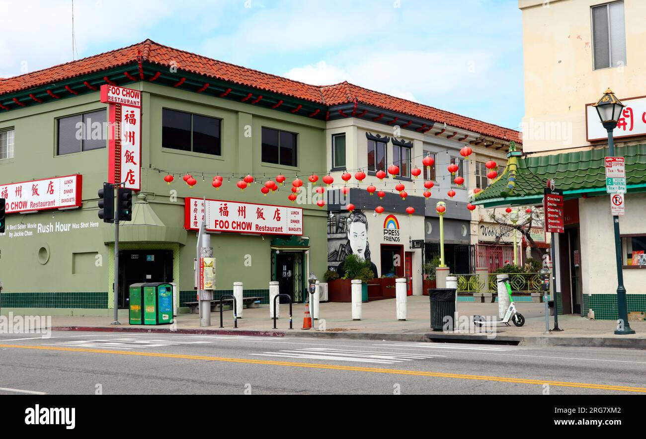 Los Angeles, California: view of Chinatown, chinese ethnic neighborhood ...