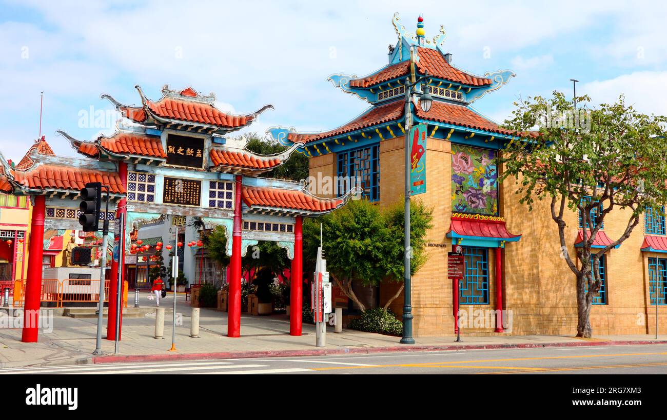 Los Angeles, California: view of Chinatown, chinese ethnic neighborhood ...
