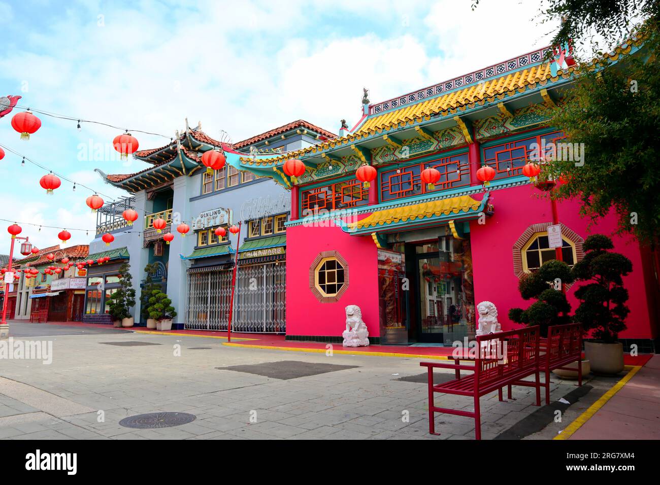 Los Angeles, California: view of Chinatown, chinese ethnic neighborhood ...